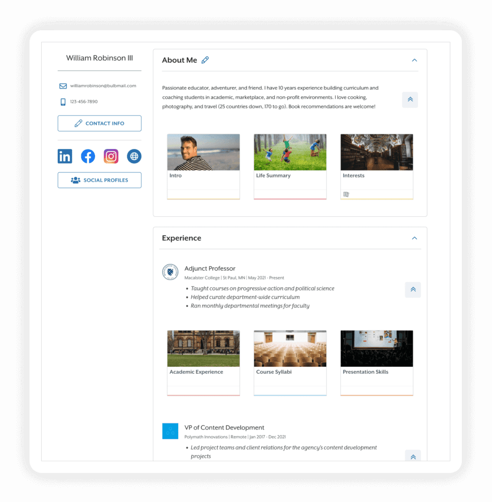Create Your Digital Resume with bulb | Online Resume Builder